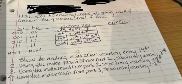 Solved Use eve following linear Hoshing index 42 answer the | Chegg.com