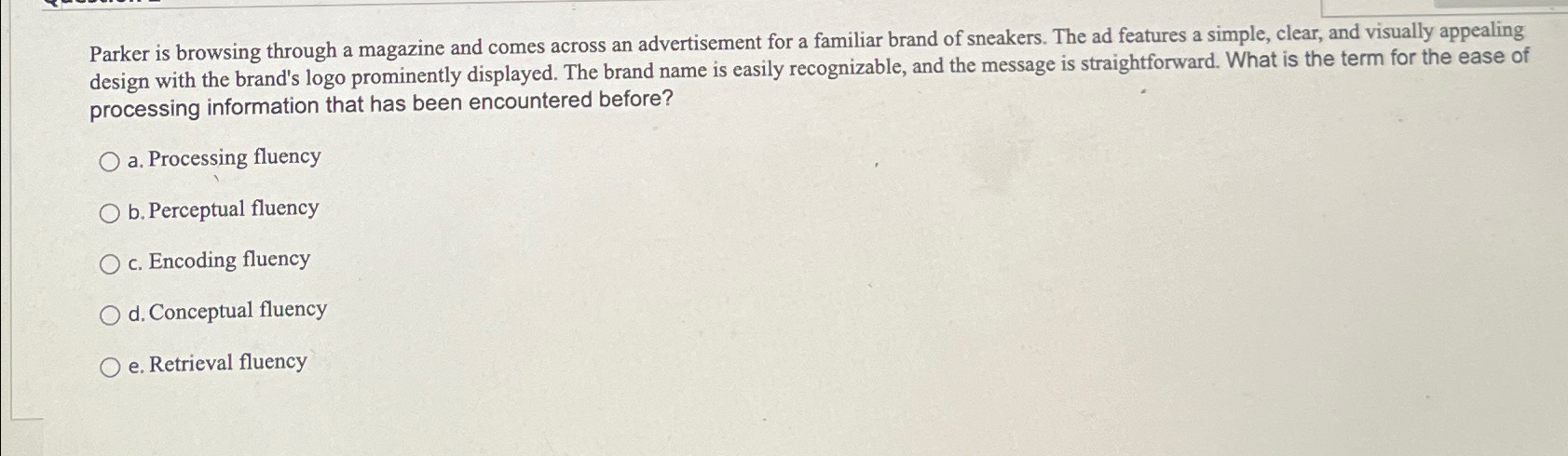 Solved Parker is browsing through a magazine and comes | Chegg.com