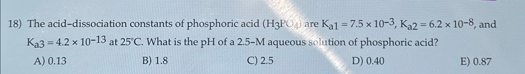 Solved The acid-dissociation constants of phosphoric acid | Chegg.com