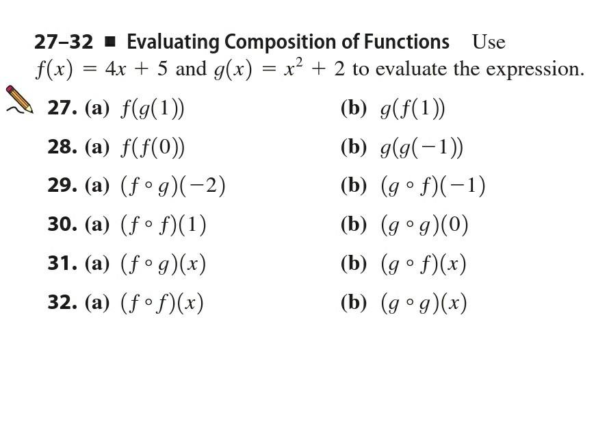 Solved 27-32 avaluating Composition of Functions Use | Chegg.com