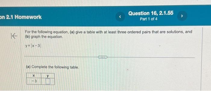 Solved For the following equation, (a) give a table with at | Chegg.com