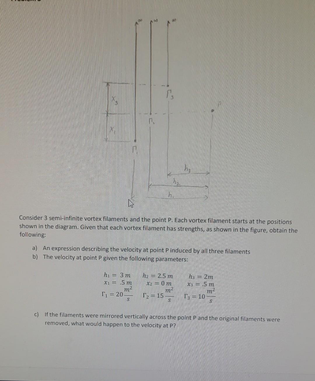 Consider 3 semi-infinite vortex filaments and the | Chegg.com