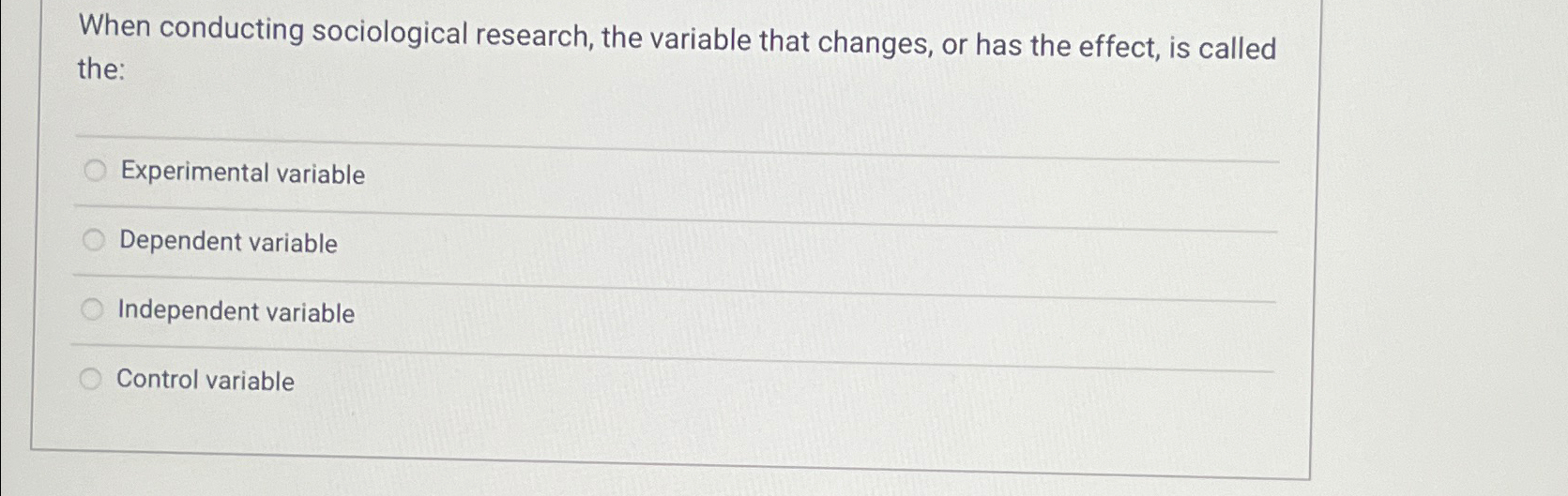 Solved When conducting sociological research, the variable | Chegg.com