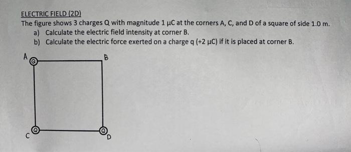 [Solved]: ELECTRIC FIELD (2D) The figure shows 3 charges Q
