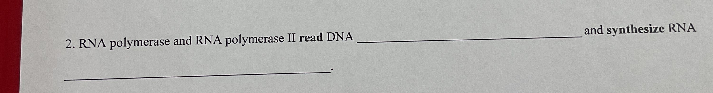 Solved RNA polymerase and RNA polymerase II read DNAand | Chegg.com