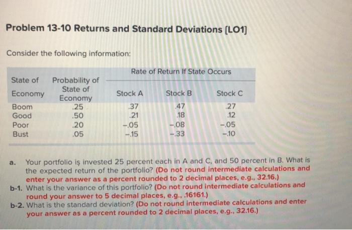 Solved Problem 13-10 Returns and Standard Deviations (LO1) | Chegg.com