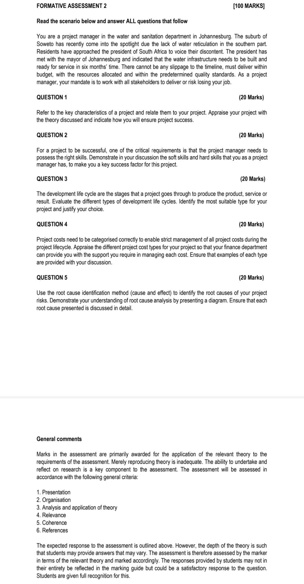 Solved FORMATIVE ASSESSMENT 2 [100 MARKS] Read the scenario | Chegg.com