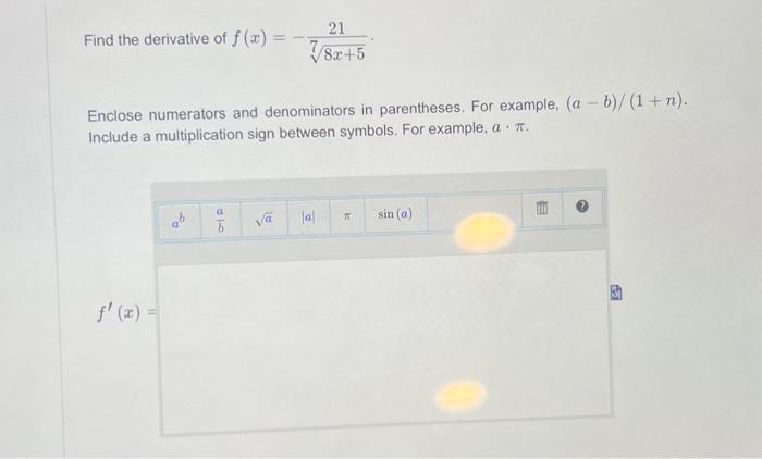 Solved Find the derivative of f(x) = Enclose numerators and | Chegg.com