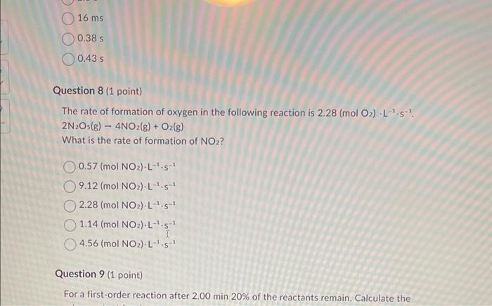 Solved The rate of formation of oxygen in the following | Chegg.com