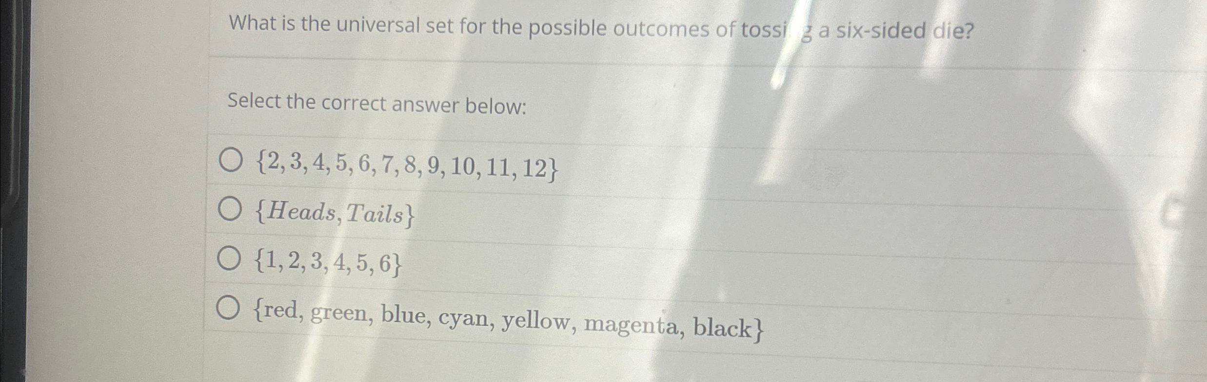 Solved What is the universal set for the possible outcomes | Chegg.com