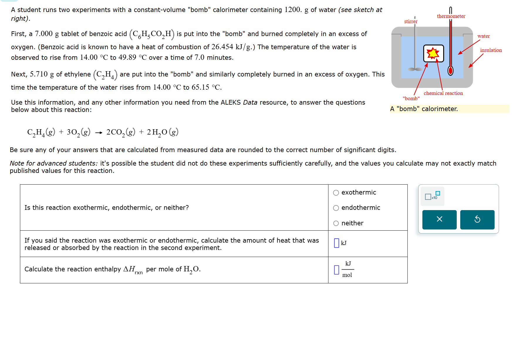 Solved A student runs two experiments with a constant-volume | Chegg.com