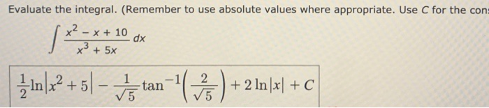 Solved Evaluate the integral. (Remember to use absolute | Chegg.com