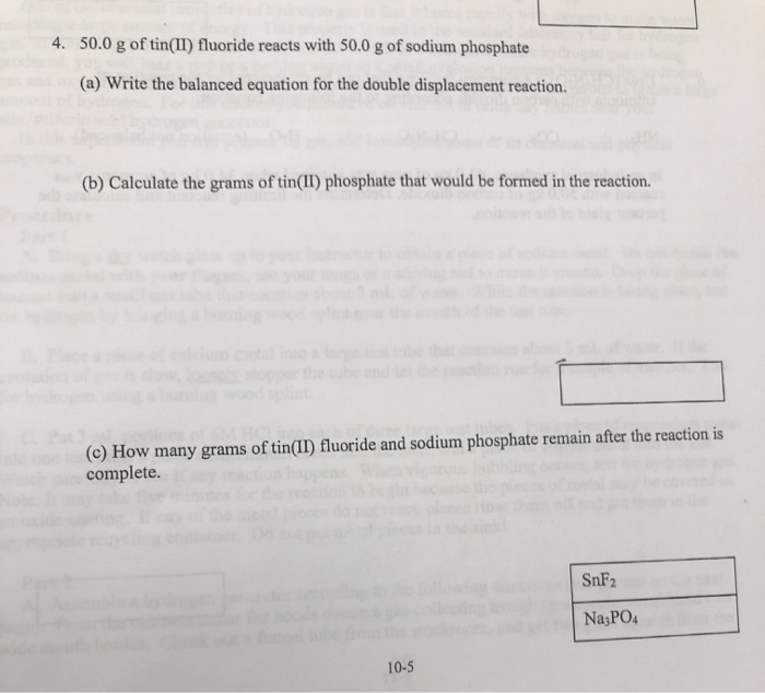 Solved 4. 50.0 g of tin(II) fluoride reacts with 50.0 g of | Chegg.com