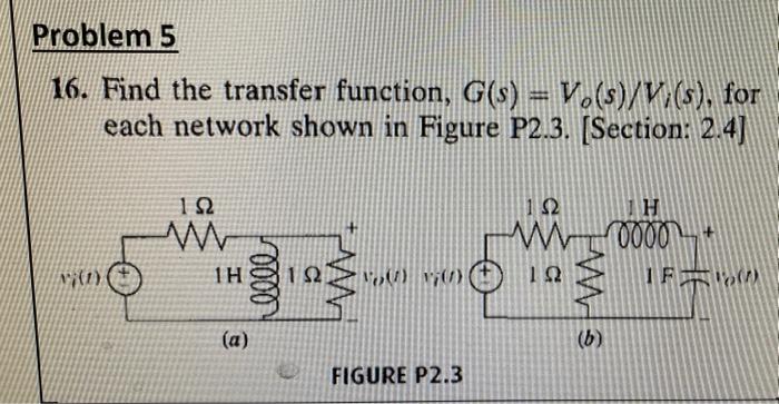 Solved Problem 5 16. Find the transfer function, G(s) = | Chegg.com