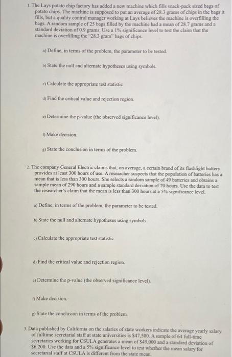 Solved Practice problem (Hypothesis test for a population | Chegg.com