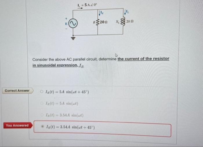 Solved Consider the above AC parallel circuit, determine the | Chegg.com