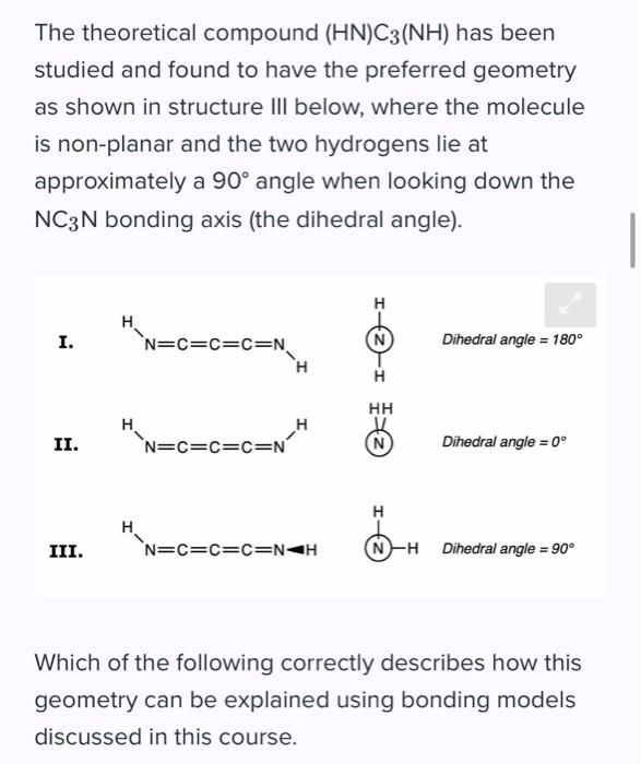 Solved The theoretical compound (HN)C3(NH) has been studied | Chegg.com