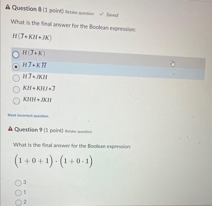 Solved What is the final answer for the Boolean expression: | Chegg.com