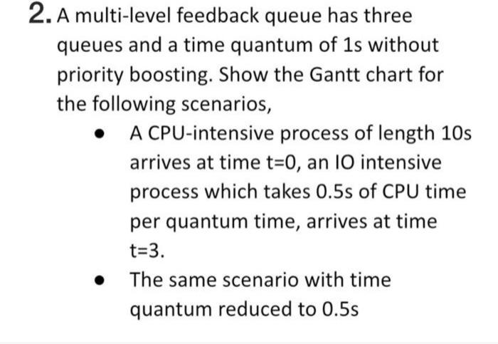 2. A multi-level feedback queue has three queues and | Chegg.com
