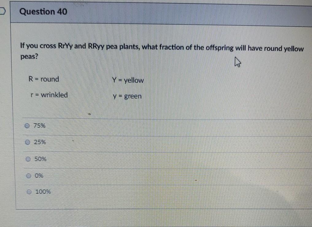 Question 40 If you cross RrYy and RRyy pea plants, | Chegg.com