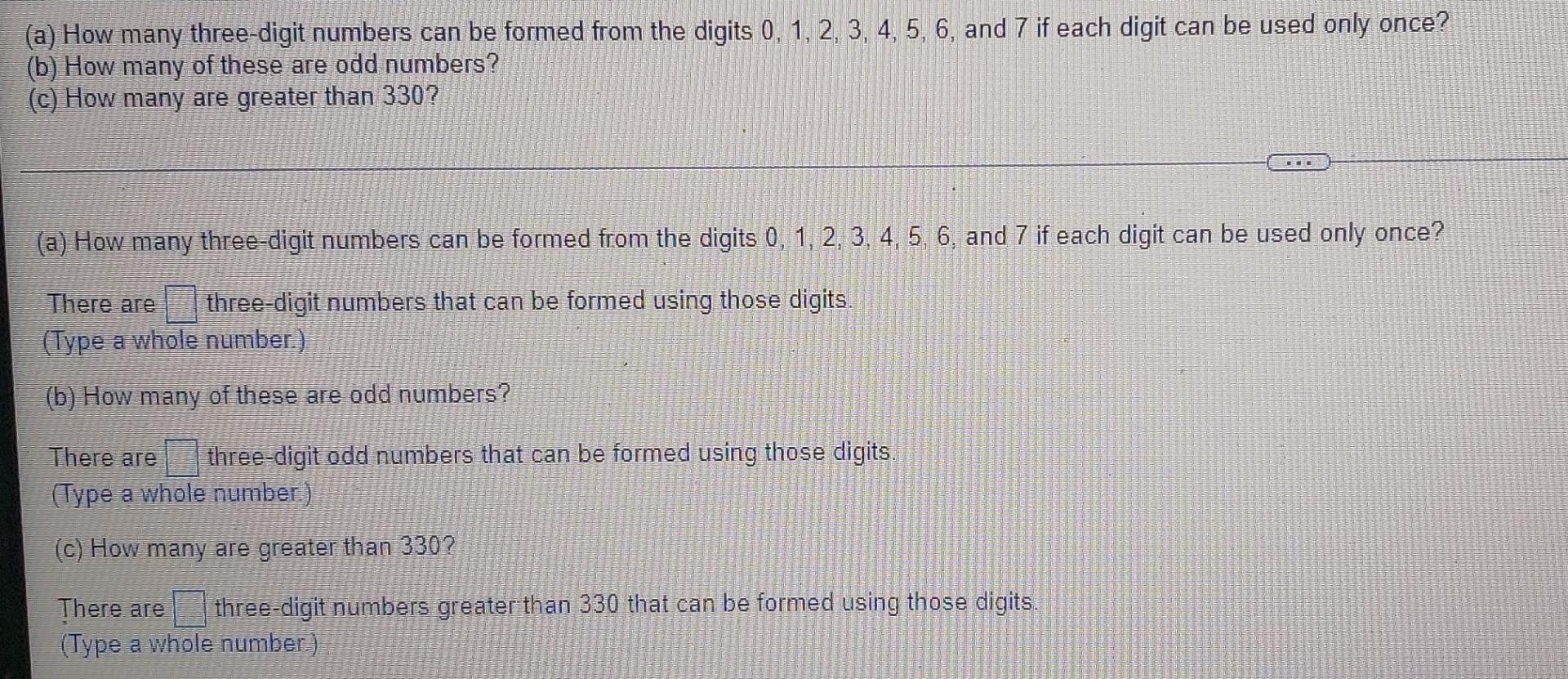 Solved (a) How many three-digit numbers can be formed from | Chegg.com