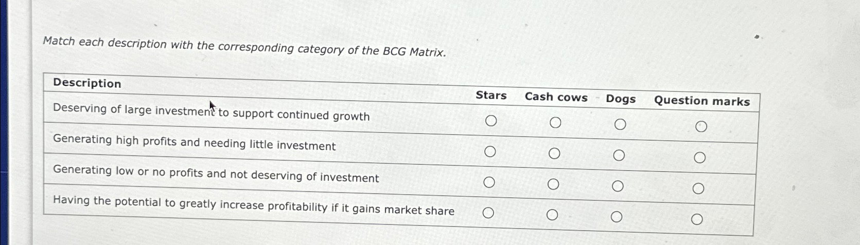Solved Match each description with the corresponding | Chegg.com