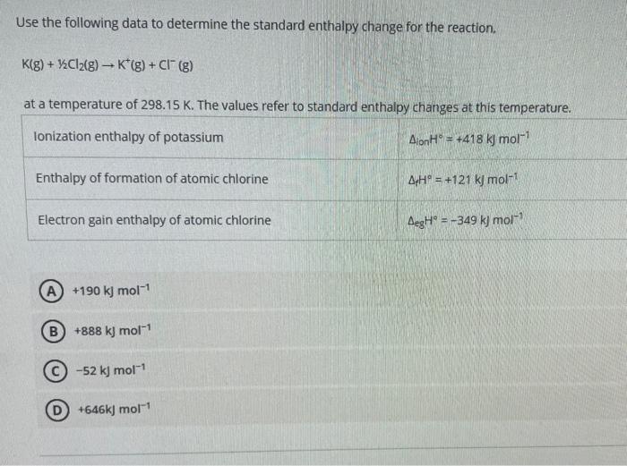 Solved Use the following data to determine the standard | Chegg.com