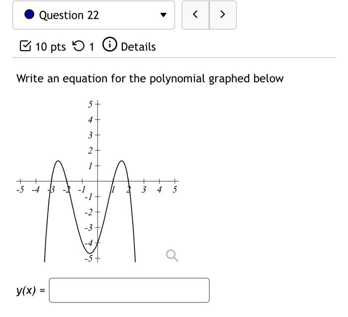 Solved Write an equation for the polynomial graphed below | Chegg.com