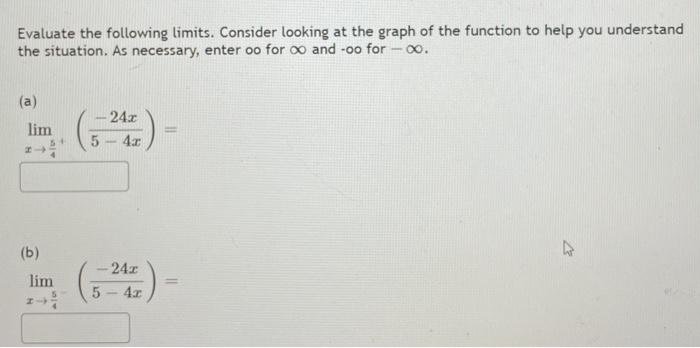 Solved Evaluate the following limits. Consider looking at | Chegg.com
