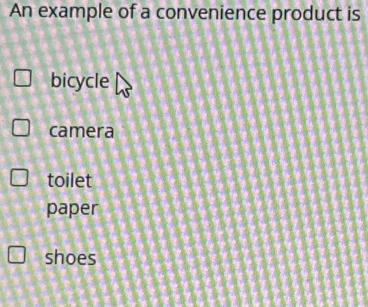 Solved An example of a convenience product | Chegg.com