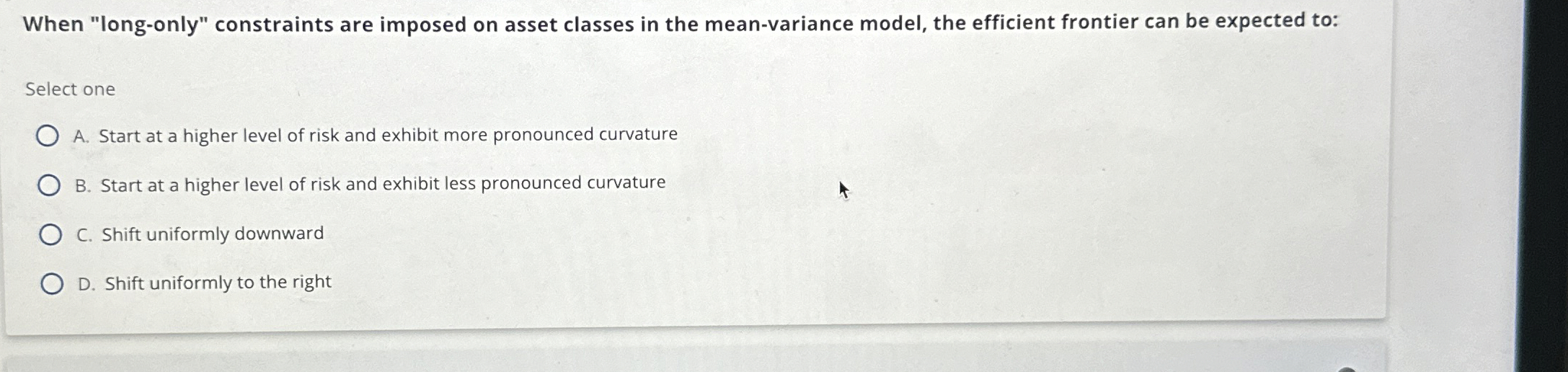 Solved When "long-only" constraints are imposed on asset | Chegg.com