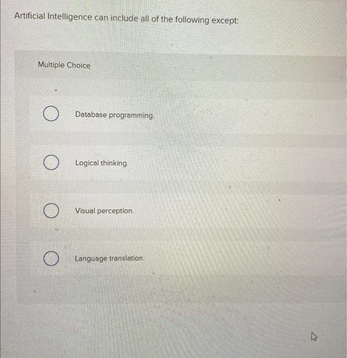 Solved Artificial Intelligence can include all of the | Chegg.com