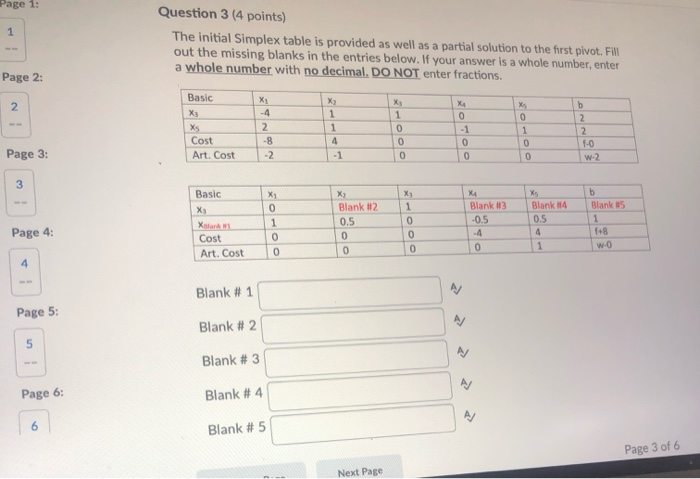 Solved Page 1: 1 Question 3 (4 points) The initial Simplex | Chegg.com