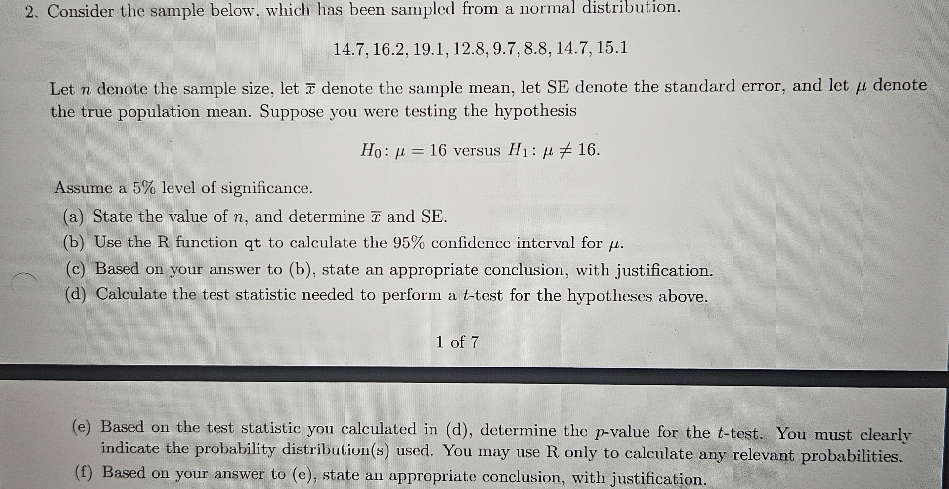 Solved Consider the sample below, which has been sampled | Chegg.com