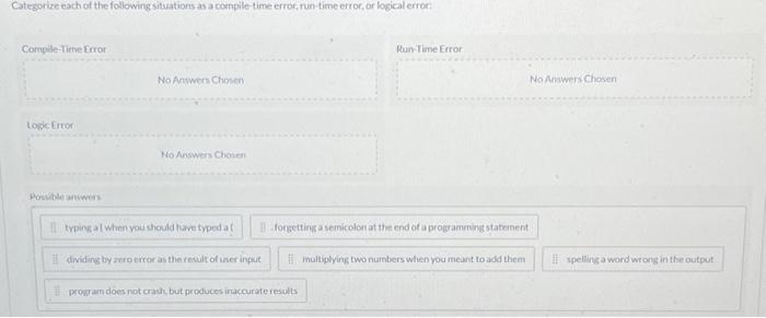 Solved please categorize each of the following situations as | Chegg.com