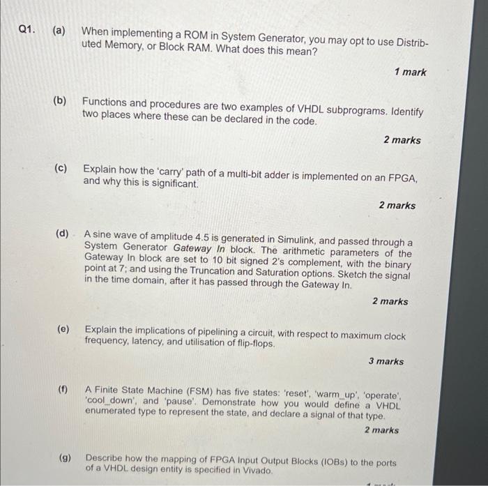 Solved (a) When implementing a ROM in System Generator, you | Chegg.com