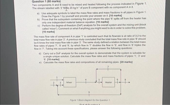 Solved Question 1 (60 marks) Two components A and B need to | Chegg.com