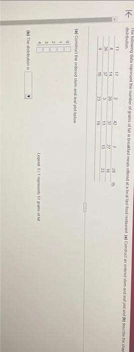 Solved (a) Construct the ordered stem and leat plot below | Chegg.com