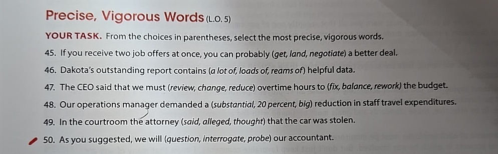 Solved Precise, Vigorous Words (L.0.5)YOUR TASK. From the | Chegg.com