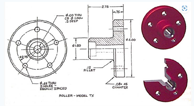 Solved Create the following 3D-model part, Roller -- ﻿Model | Chegg.com