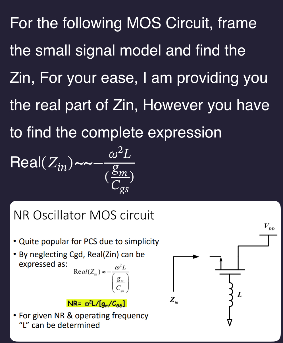 Solved For the following MOS Circuit, frame the small signal | Chegg.com