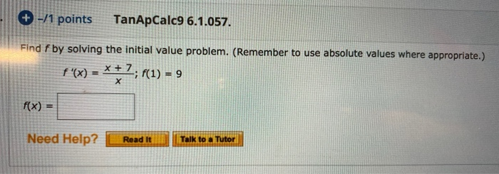 Solved + -/1 points TanApCalc9 6.1.057. Find Fby solving the | Chegg.com Solved + -/1 points TanApCalc9 6.1.057. Find Fby solving the | Chegg.com