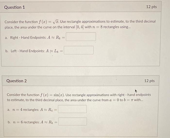 Solved Consider the function f(x)=x. Use rectangle | Chegg.com