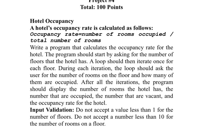 Solved FIUEUE #4 Total: 100 Points Hotel Occupancy A hotel's | Chegg.com