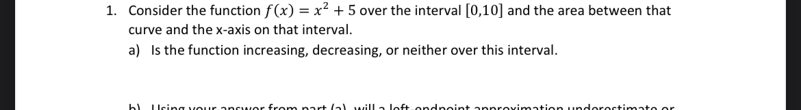 Solved Consider the function f(x)=x2+5 ﻿over the interval | Chegg.com