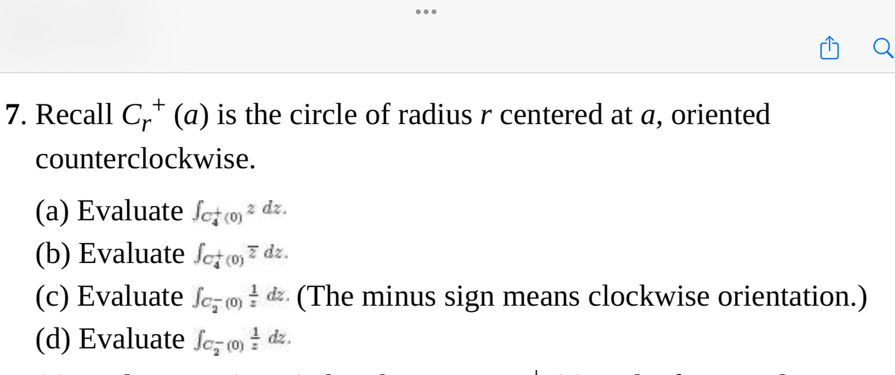 Solved Recall Cr+(a) ﻿is the circle of radius r ﻿centered at | Chegg.com