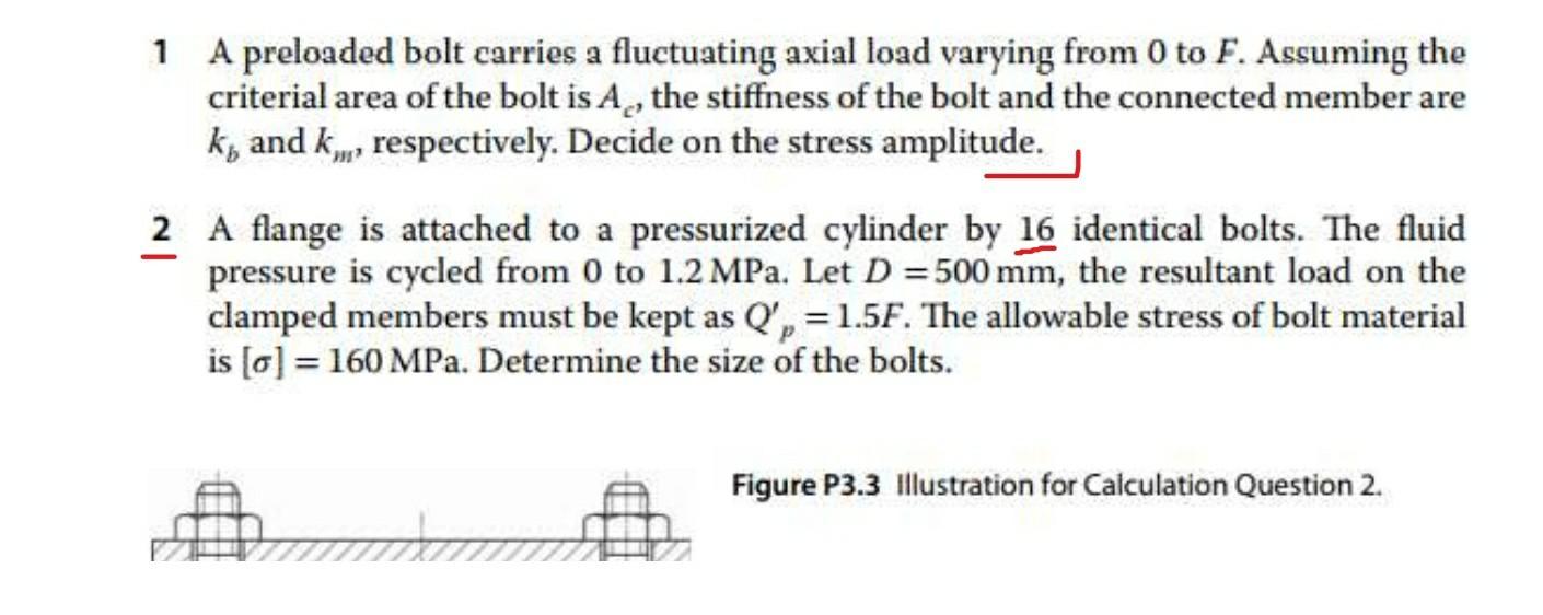 Solved 1 A preloaded bolt carries a fluctuating axial load | Chegg.com