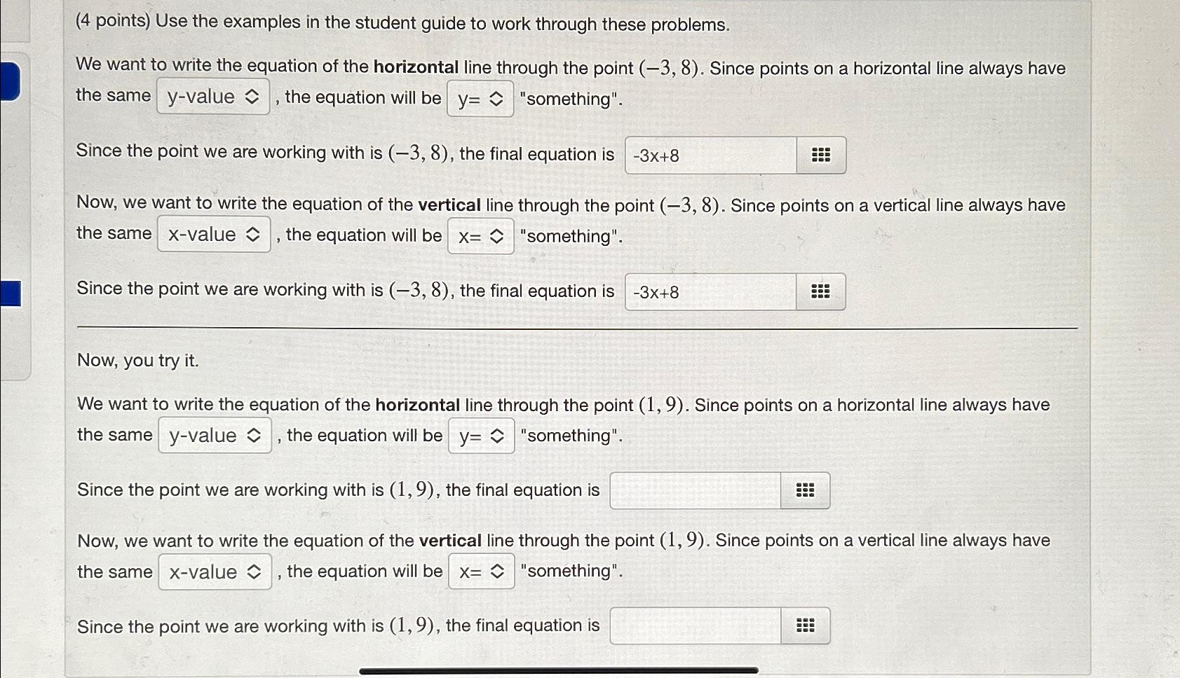 Solved ( 4 ﻿points) ﻿Use the examples in the student guide | Chegg.com