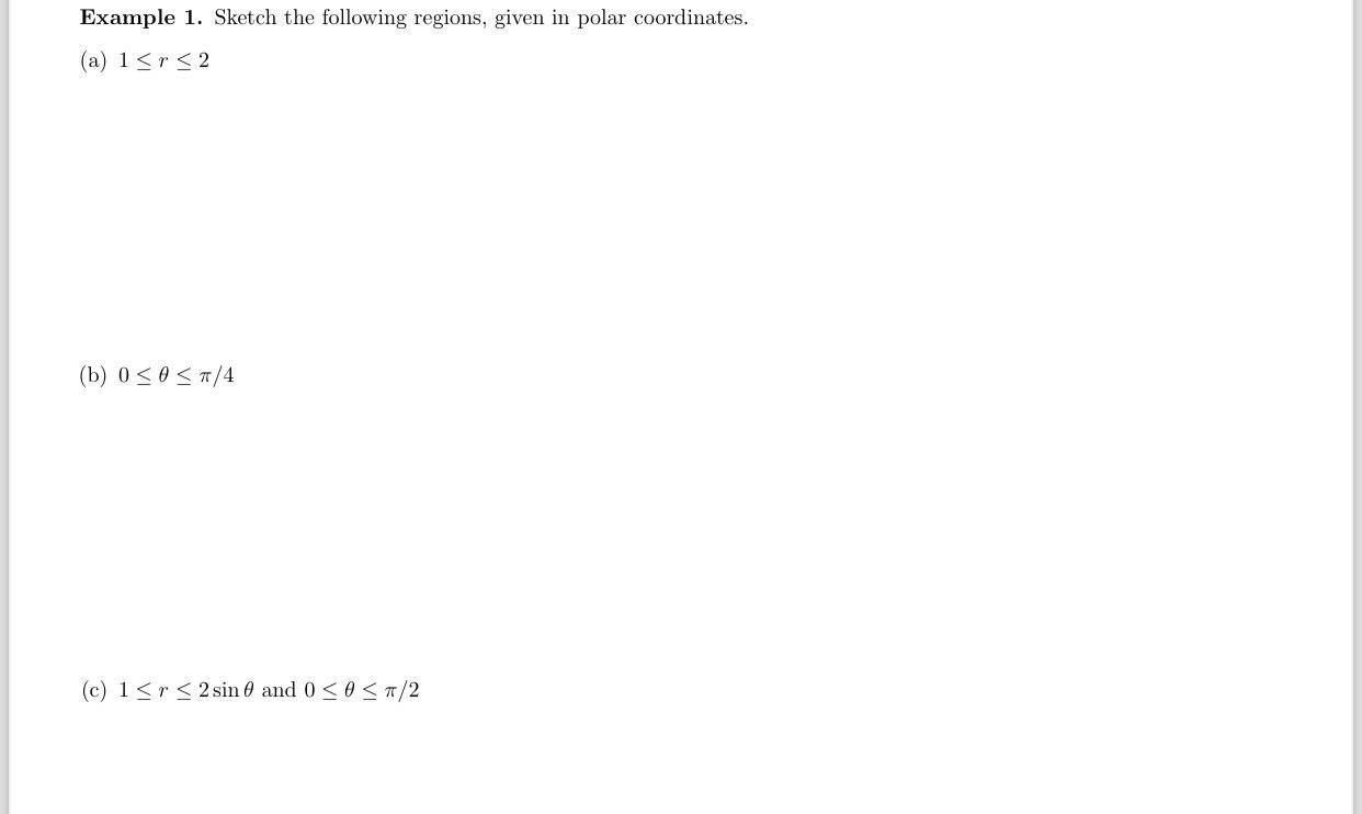 Solved Example 1. ﻿Sketch the following regions, given in | Chegg.com