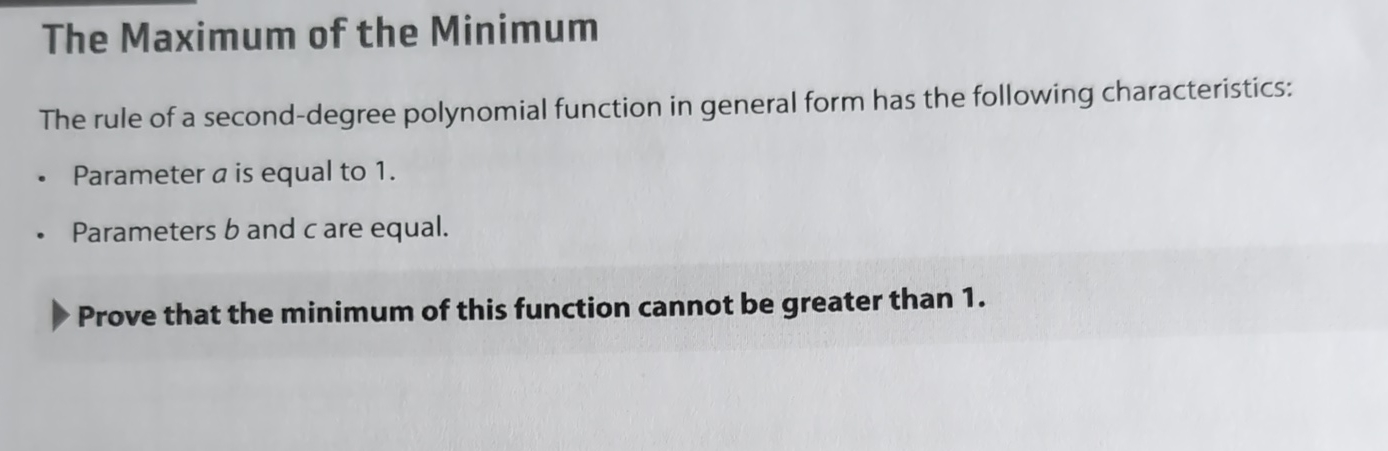 Solved The Maximum of the MinimumThe rule of a second-degree | Chegg.com